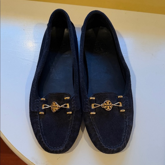 Tory Burch | Shoes | Tory Burch Kendrick Navy Blue Suede Loafers With ...